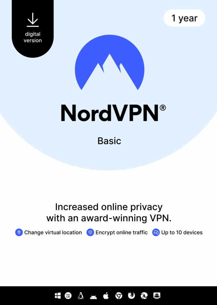 Buy NordVPN Basic - 1 Year - 10 Devices (PC/MAC/Mobile) Premium VPN ...