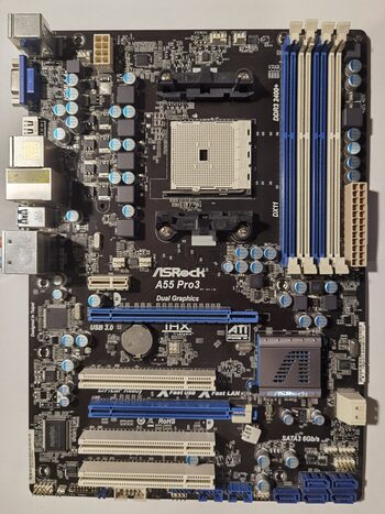 Pirkti ASRock A55 Pro3 AMD A55 ATX DDR3 FM1 2 x PCI-E x16 Slots Motherboard