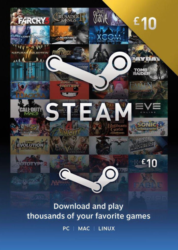 Steam Wallet Code 10 GBP | Buy Steam voucher cheaper!
