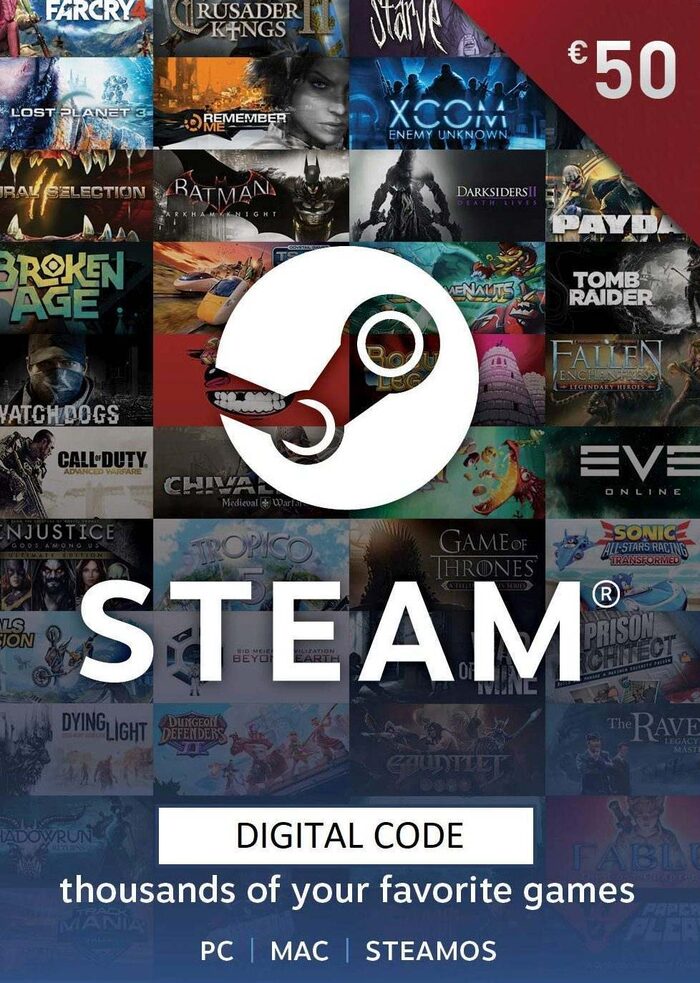 Buy Steam Wallet gift card cheaper! (50 € Steam Card)