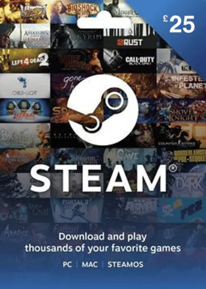 Steam Wallet Card 25 GBP | Buy Steam gift card code!