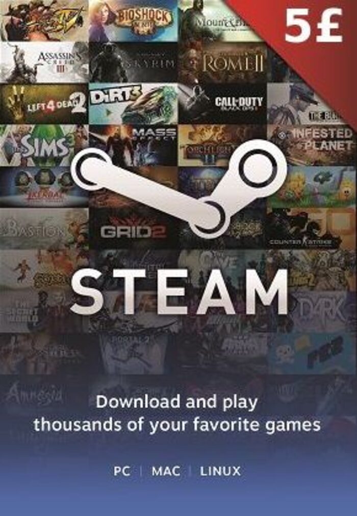 Steam Wallet Gift Card 5 GBP | Cheaper Steam cards!